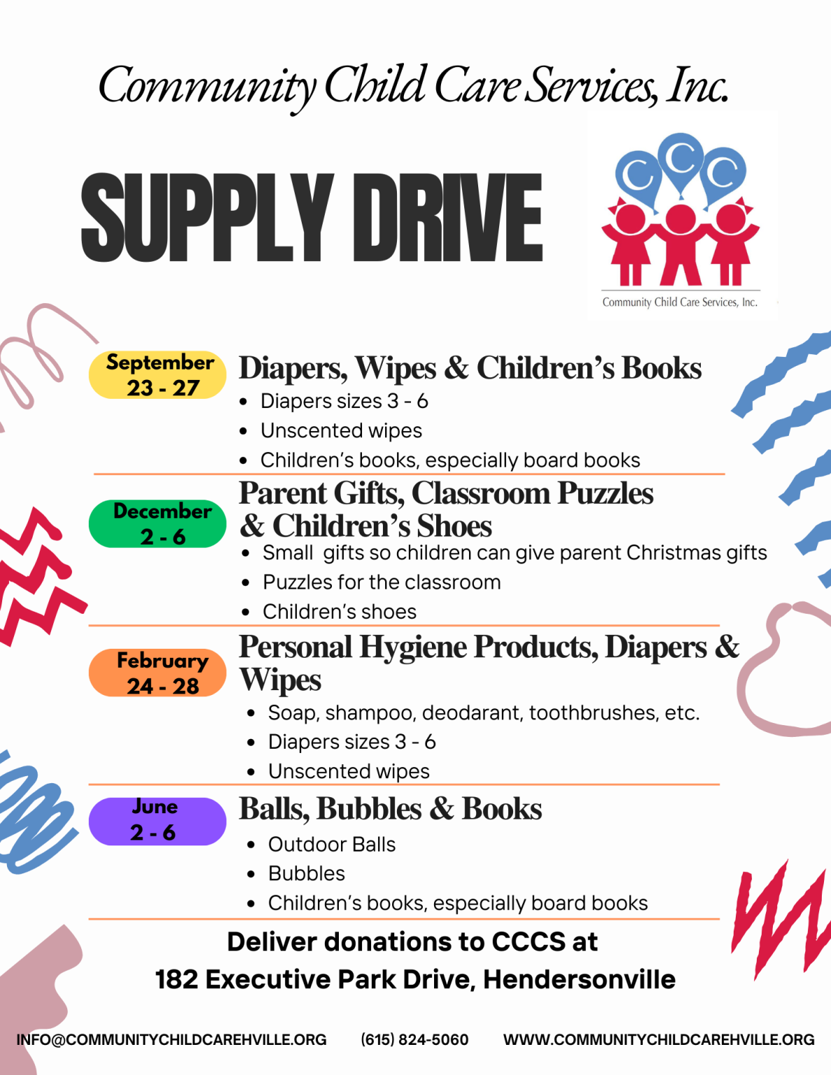 Supply Drive – Community Child Care Services